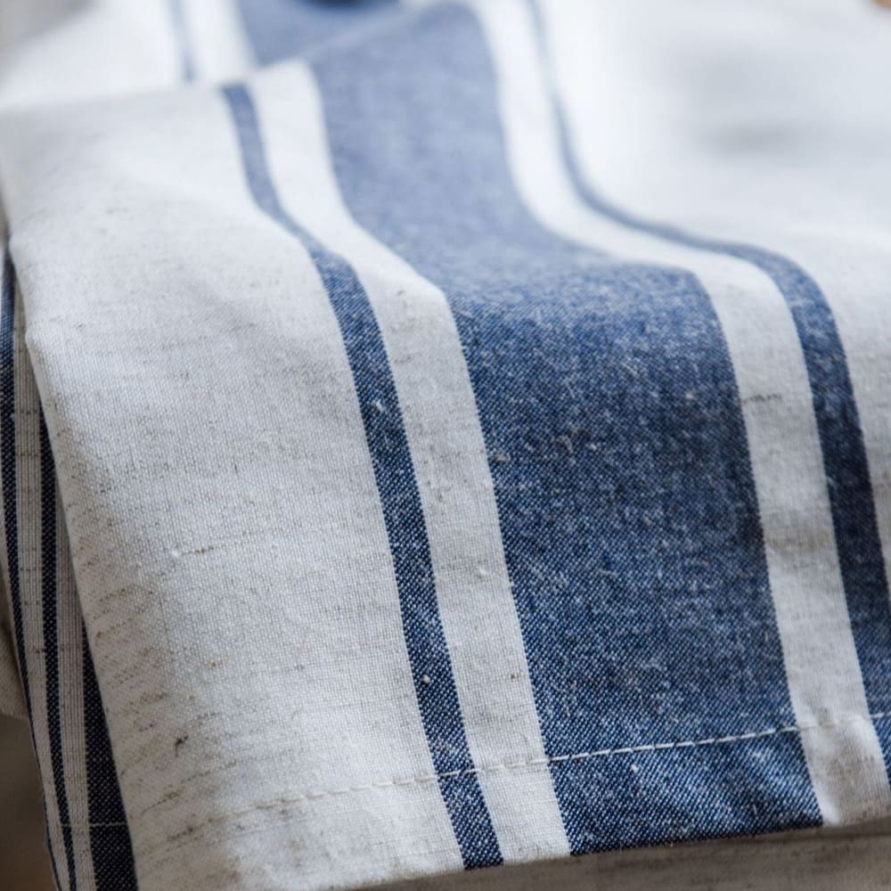 Blue Stripe Curtains Natrual Linen Drapes – Anady Top