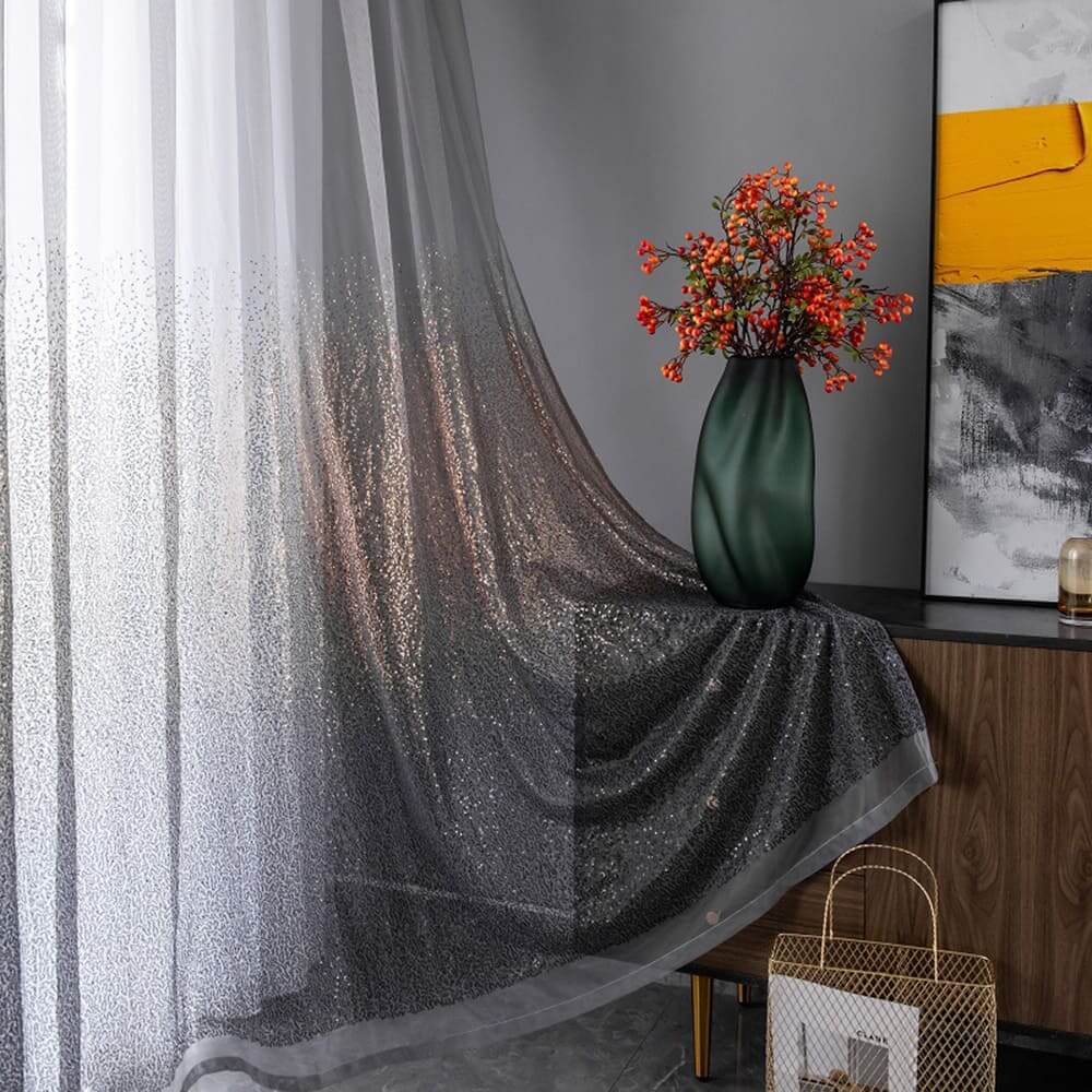 Galaxy Sequin Sheer Curtains - Sparkling Star & Moon Window Sheers ...