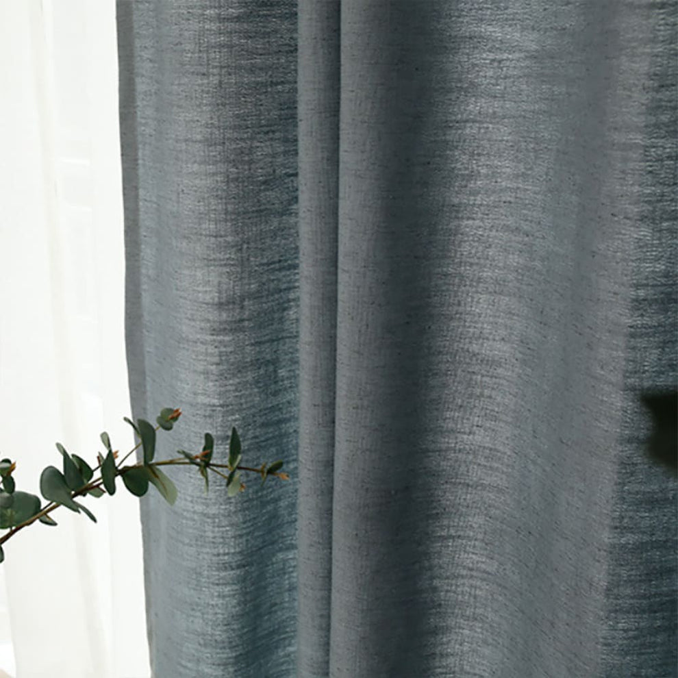 Serene Azure Blue Gray Linen Curtain – Anady Top