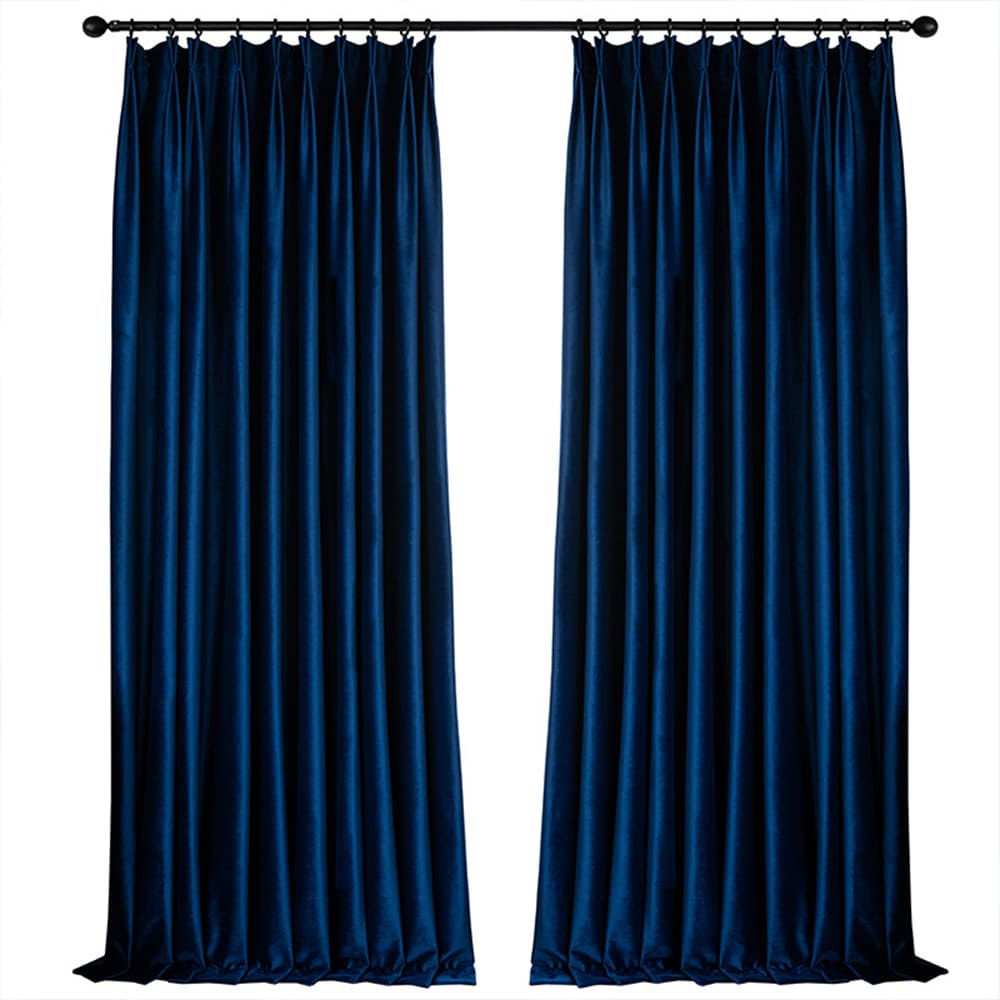 Luxurious Clein Blue Velvet Pinch Pleat Curtains and Drapes – Anady Top