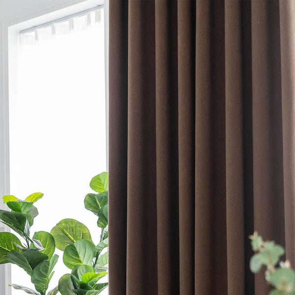 Brown Cotton Linen Curtains for Living Room & Bedroom Window Drapes ...