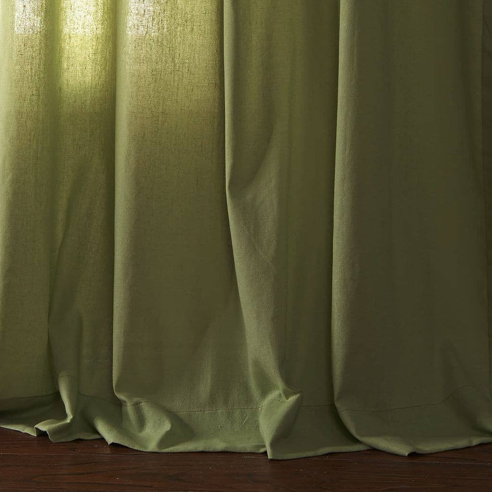 Green Linen Curtains for Living Room – Natural Rustic Window Drapes ...