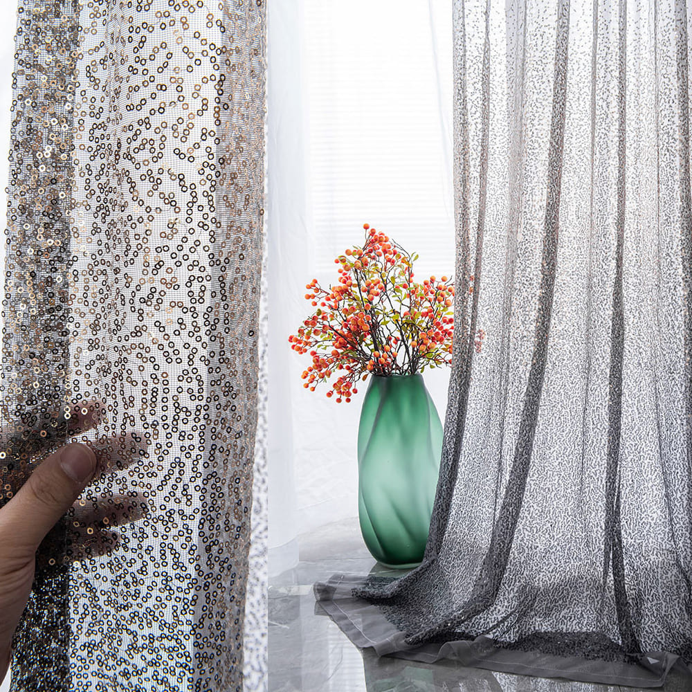 Bright Night Galaxy Sheer Curtains Embroidered Sequins for Bedroom/Liv ...