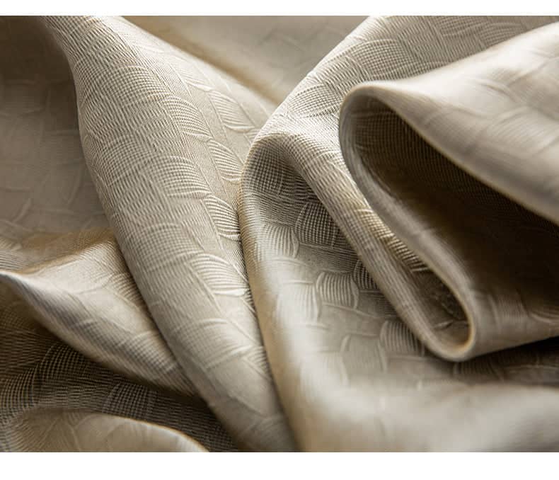 Beige 3D Embossed Textured Living Room Darkening Curtains – Anady Top