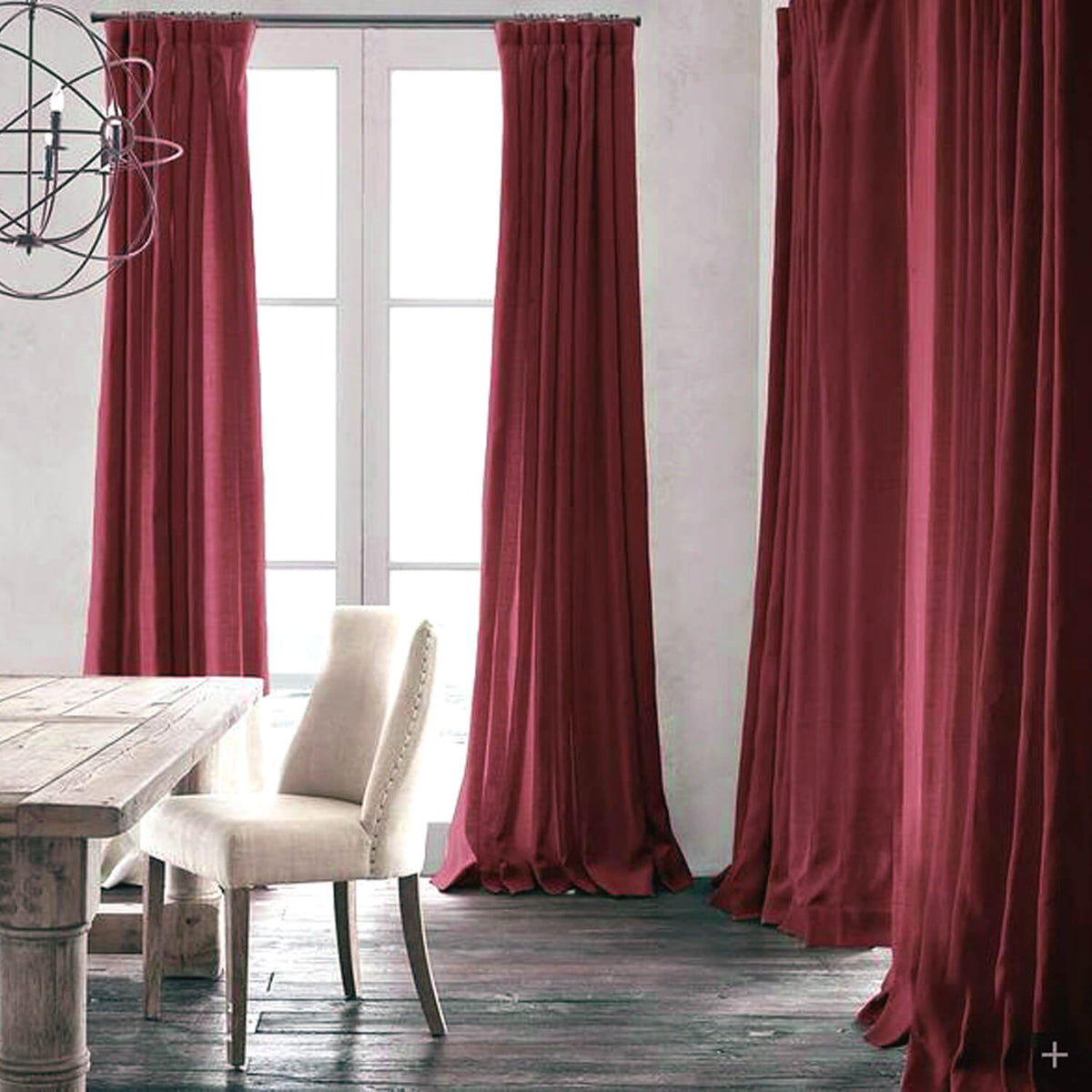 Red Natural Linen Curtains and Drapes 2 Panels for Living Room – Anady Top