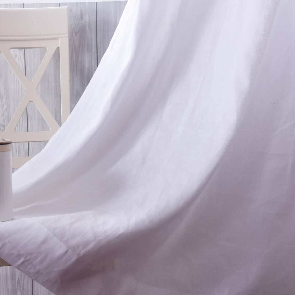 Pure White Natural Linen Curtains and Drapes 2 Panels for Living Room ...