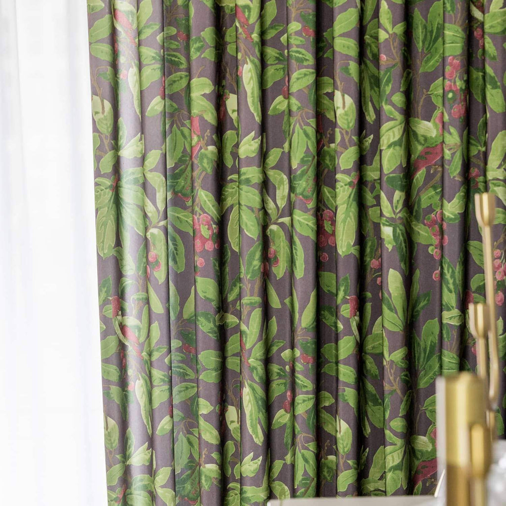 Red Cherry Green Leaves Curtains and Drapes for Living Room 2 Panels ...