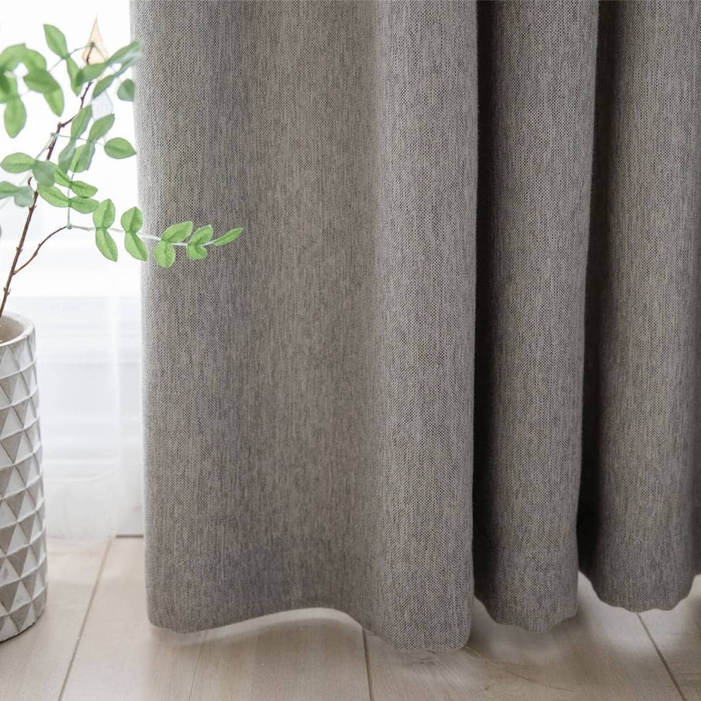 Grey Cotton Linen Soft Curtains Gray Drapes for Bedroom 1 Set of 2 Pan ...