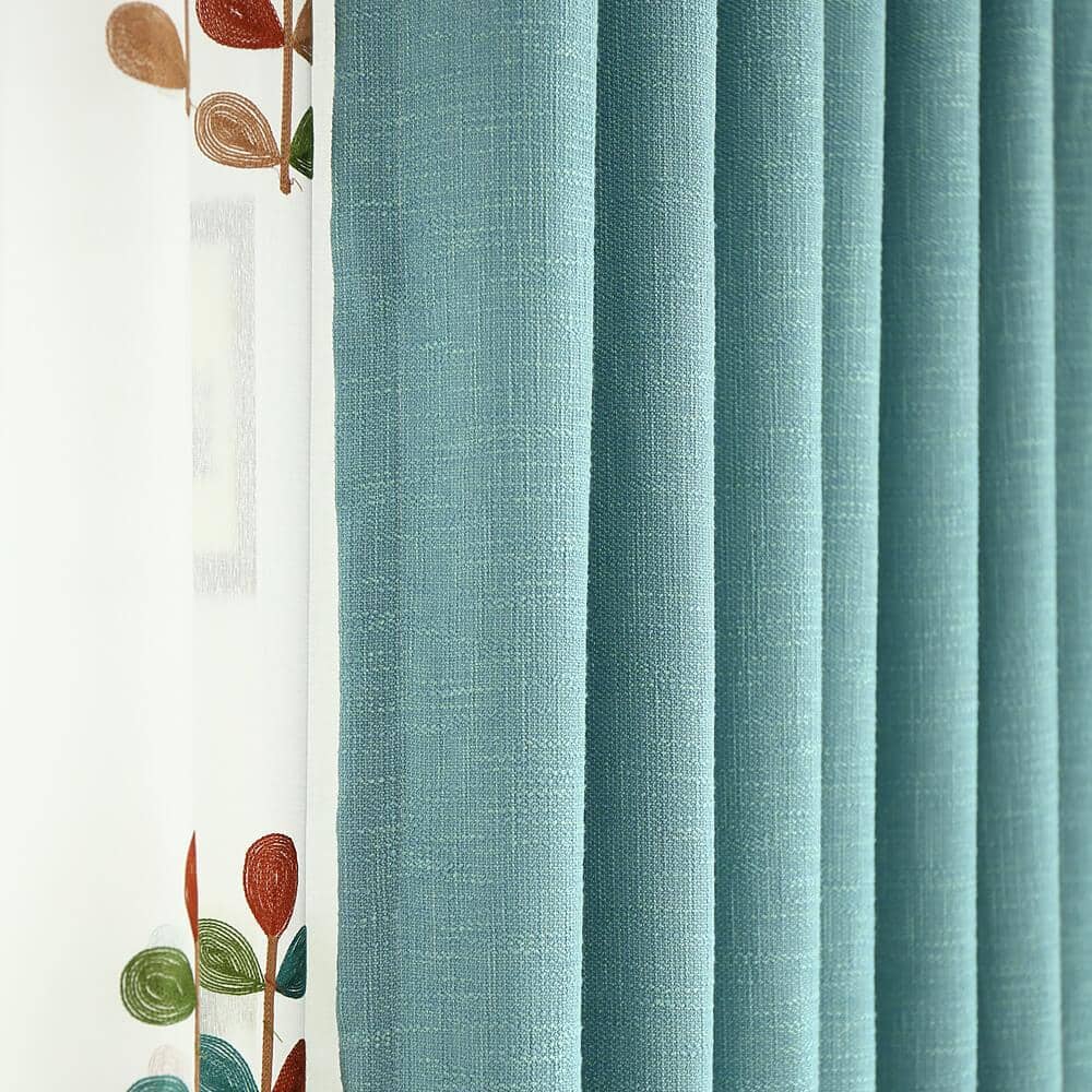 Solid Teal Blue Curtains Grommet Top Drapes for Bedroom Set of 2 Panel ...
