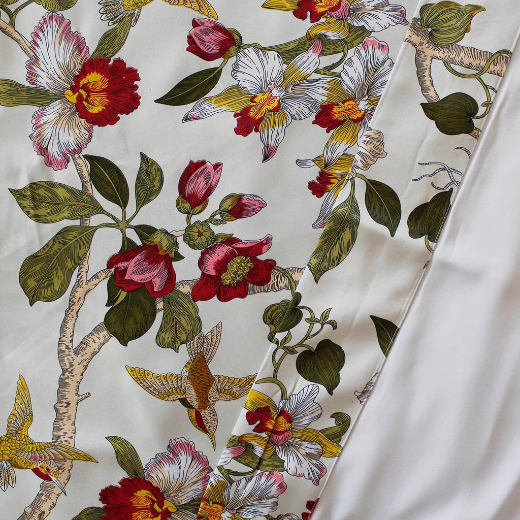 Red Bird Floral Blackout Curtains for Living Room & Bedroom Drapes ...