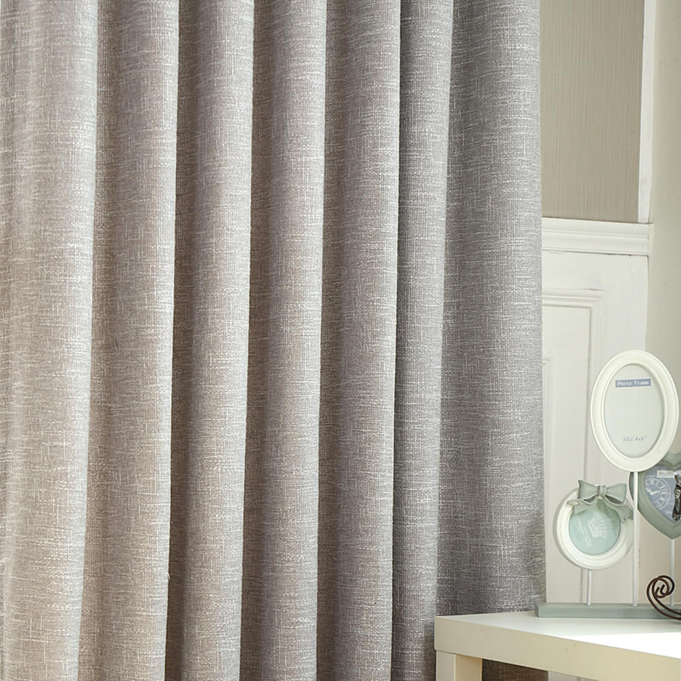 Solid Gray Rough Grainy Texture Curtains Drapes for Bedroom – Anady Top