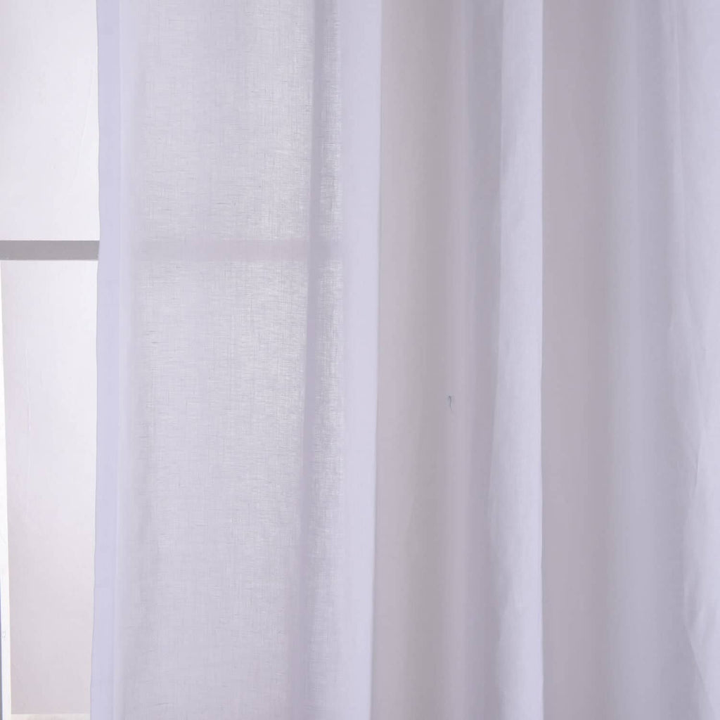Pure White Natural Linen Curtains and Drapes 2 Panels for Living Room ...