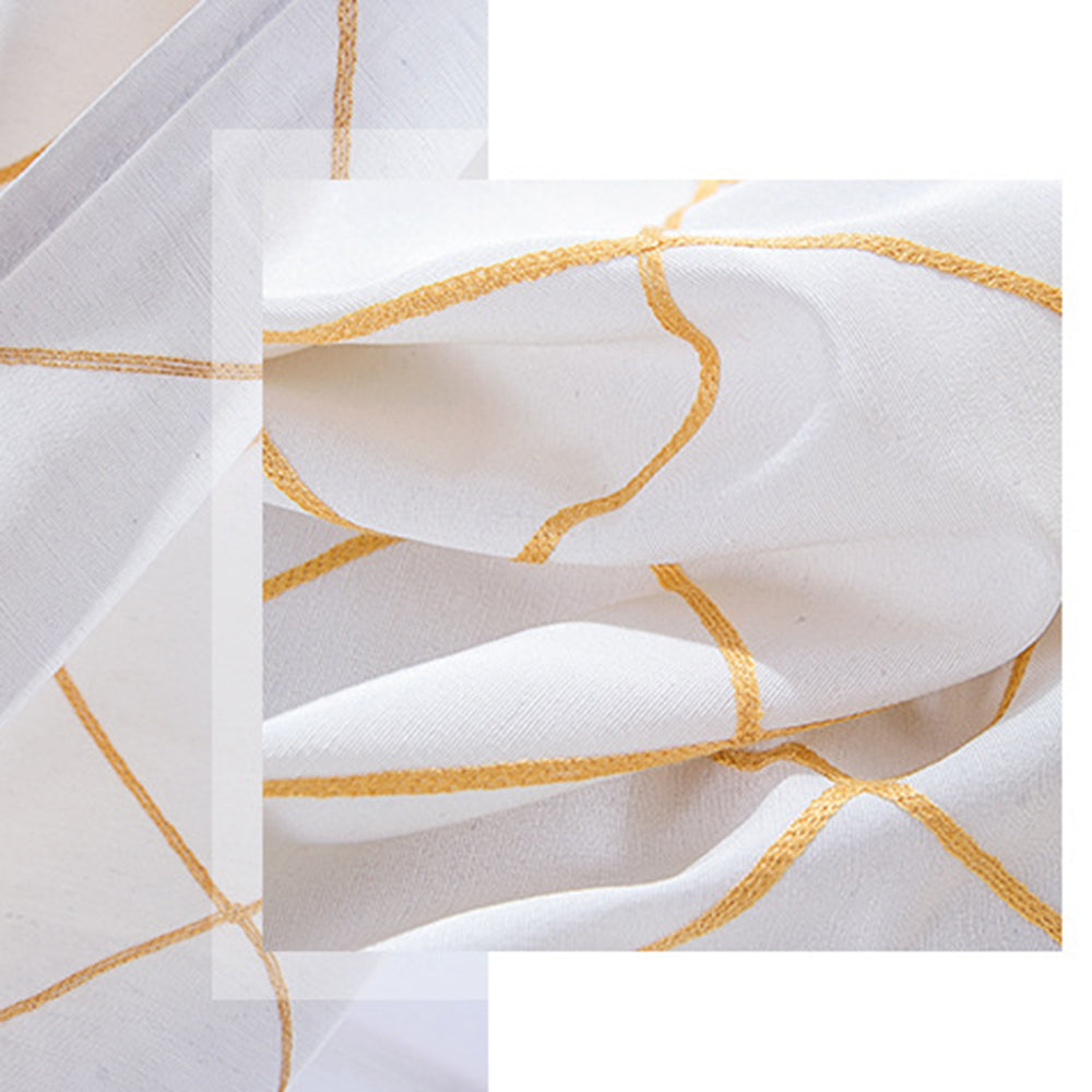 Off White Curtains Waterproof Grid Blackout Drapes for Living Room ...