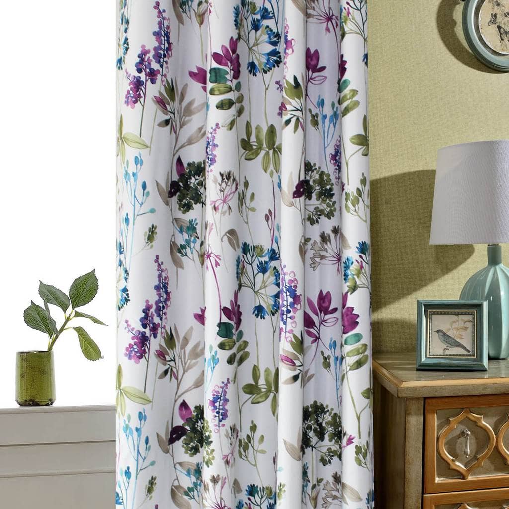 Blue/Purple/Green Leaf Curtains Blackout Rosemary and Thyme Drapes ...