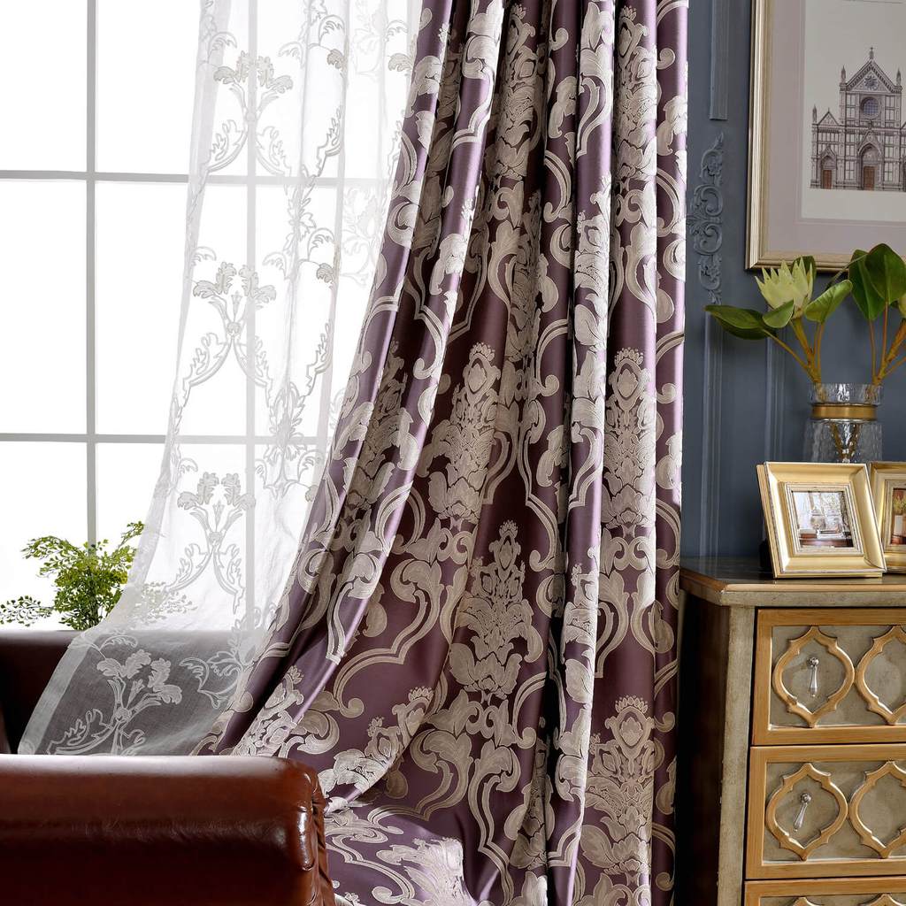 Classic Damascus jacquard Purple Curtains and Drapes – Anady Top