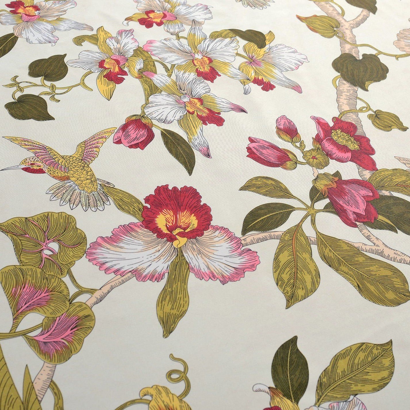Red Bird Floral Blackout Curtains for Living Room & Bedroom Drapes ...