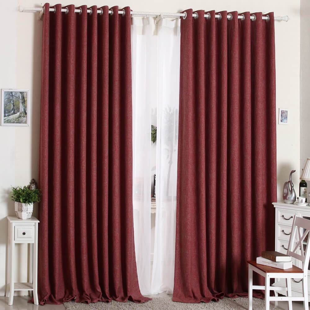 Red Rough Grainy Texture Curtains Solid Drapes – Anady Top