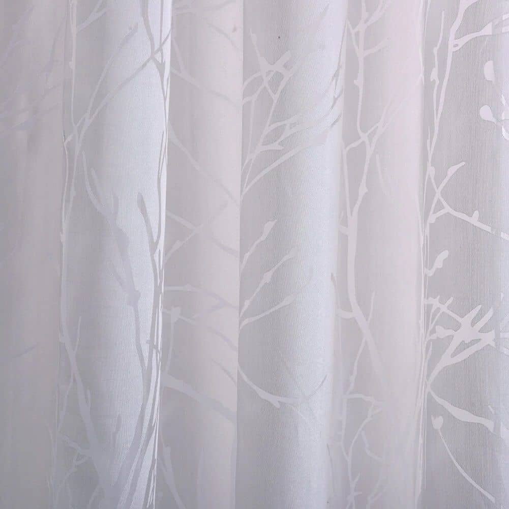Branch White Sheer Curtains for Living Room & Bedroom Window Sheers ...