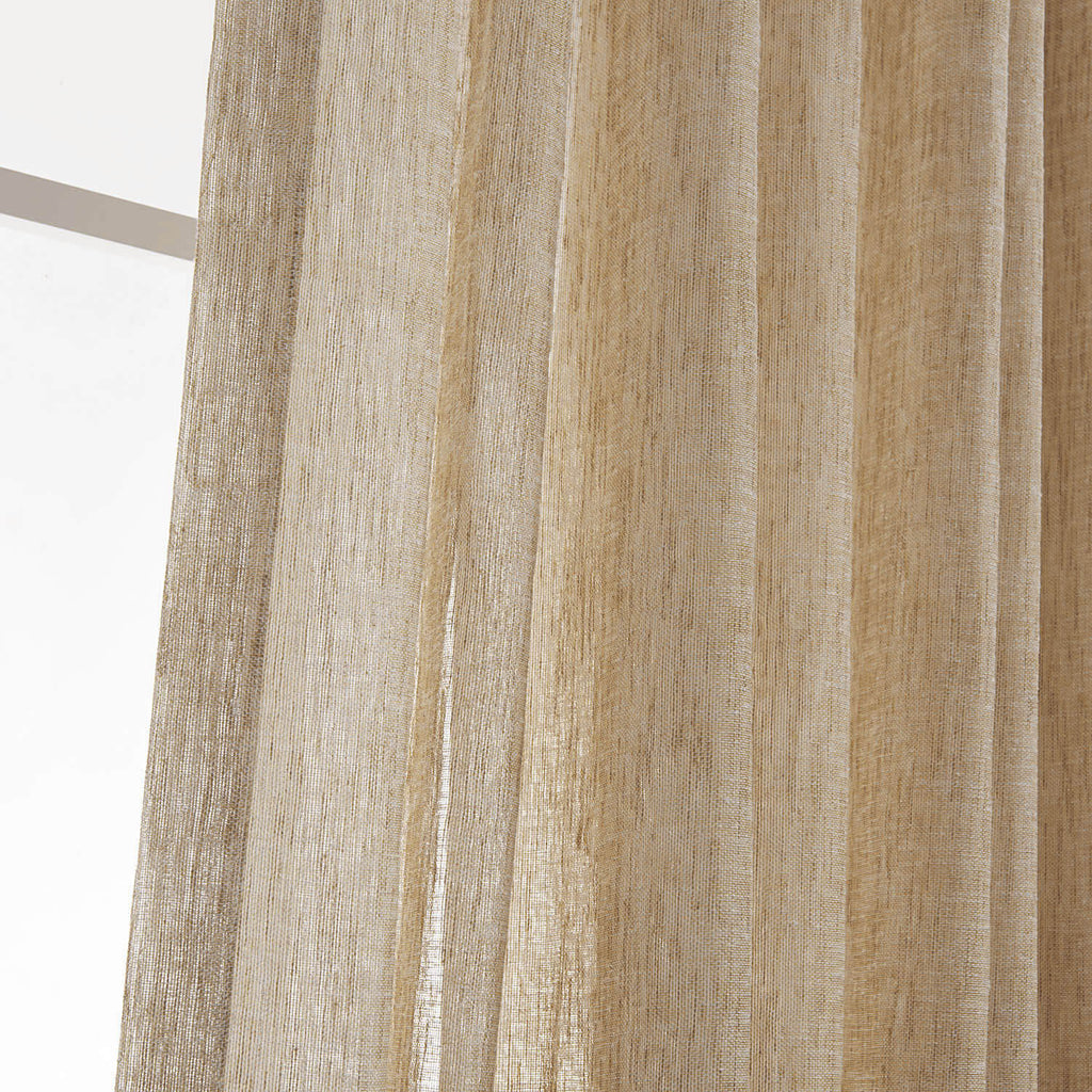 Tan Beige Linen Sheer Curtains for Living Room 2 Panels – Anady Top