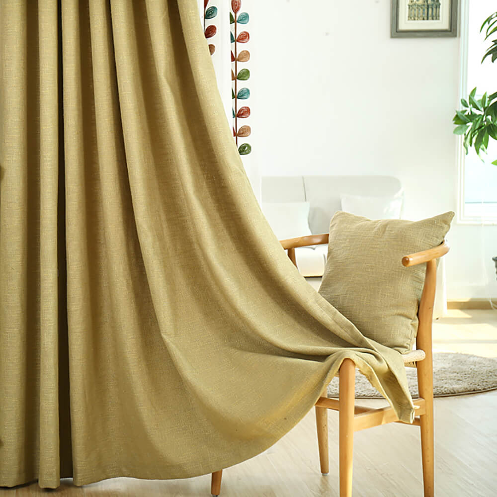Solid Ginger Yellow Curtains Grommet Top Drapes for Bedroom Set of 2 P ...